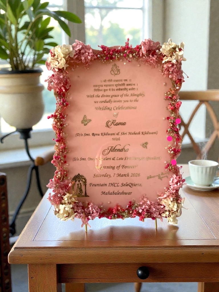 Resin Wedding Invitation Card (12"*16") - Resin & Scented Candles